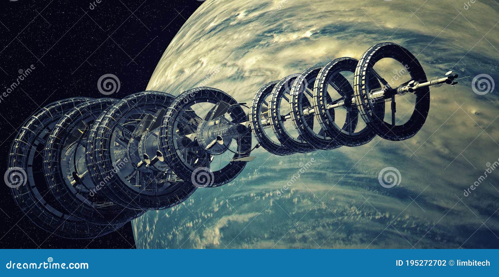 Futuristic Scifi Spaceship Travelling Into Deep Space. Extremely ...