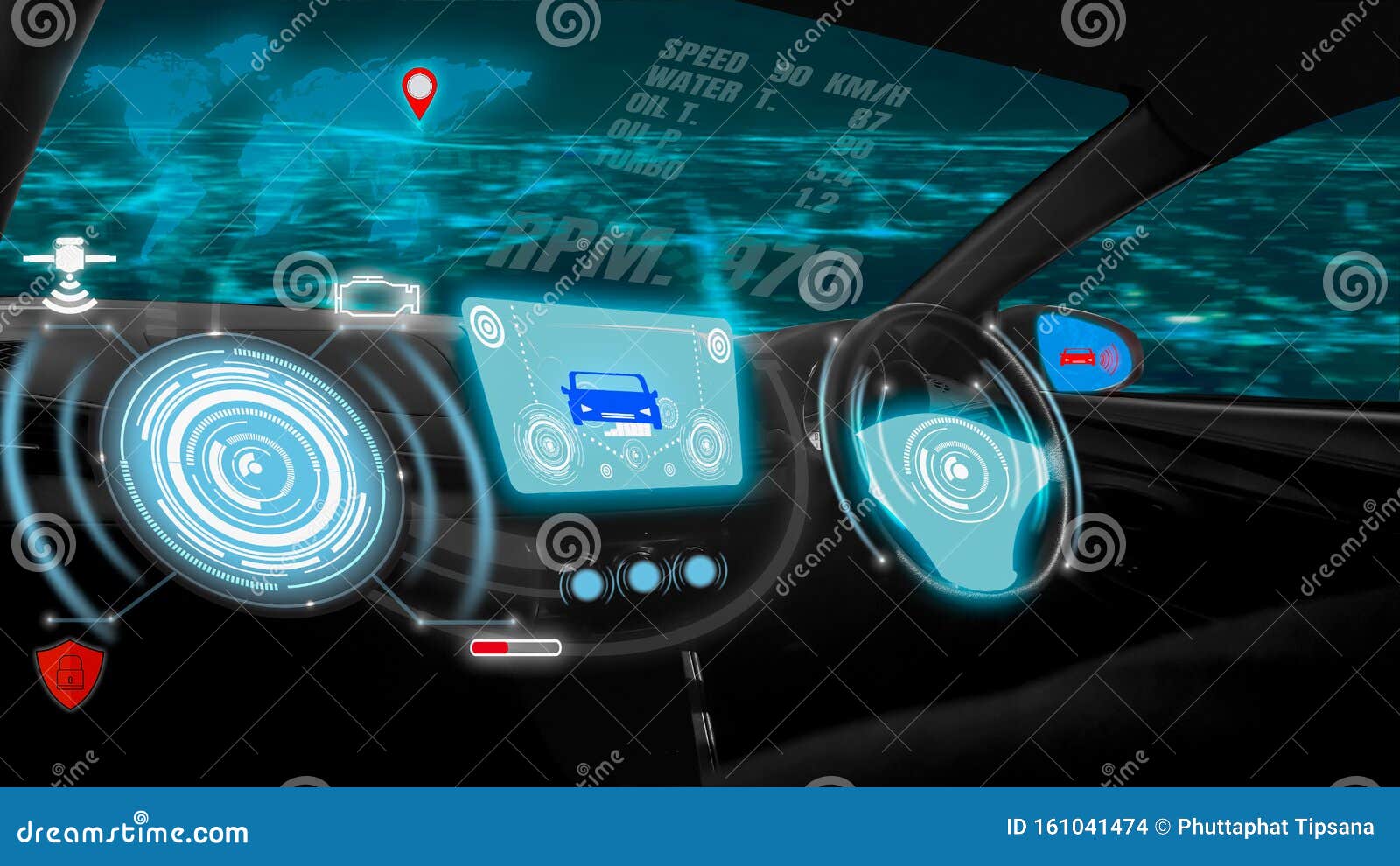 Futuristic Screen Dashboard Graphic User InterfaceGUIdigital Hologram ...