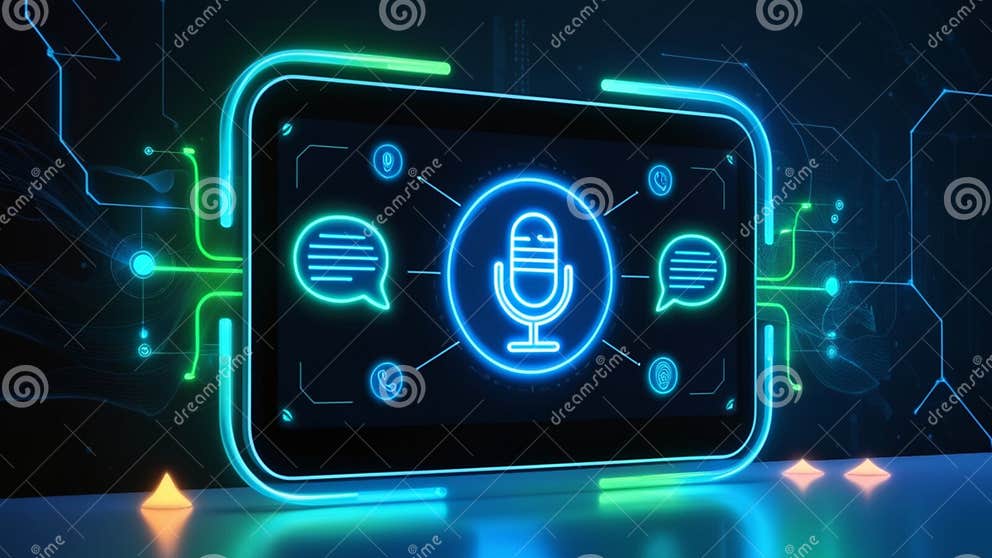 "a Futuristic Screen Displaying a Glowing Virtual Assistant Interface ...