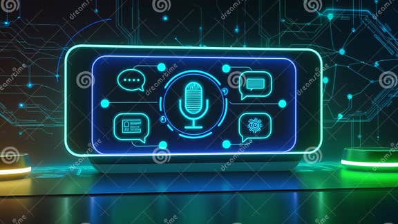 "a Futuristic Screen Displaying a Glowing Virtual Assistant Interface ...