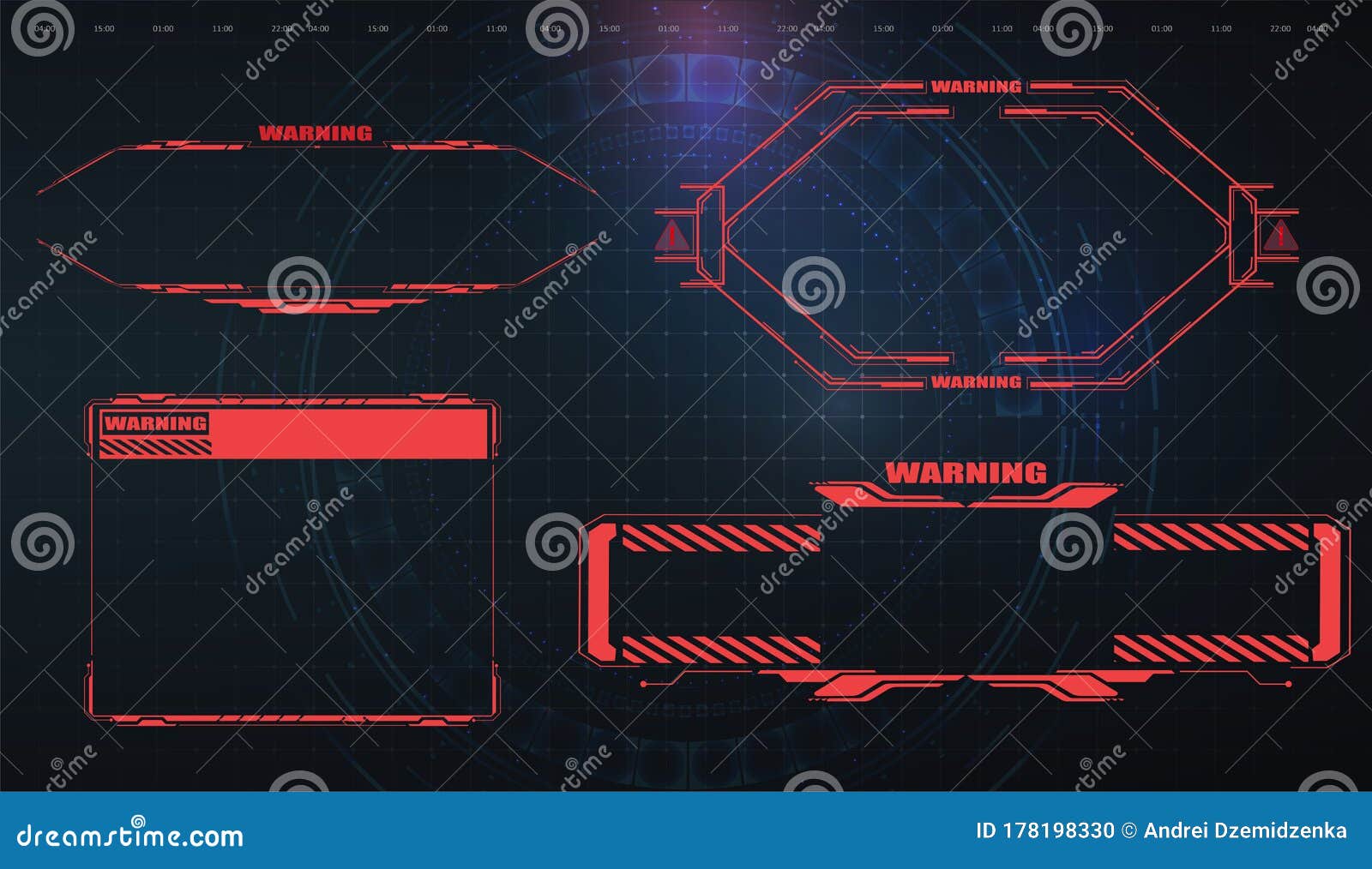 Futuristic Screens HUD, GUI, UI and Titles Warning, Danger. Warning ...