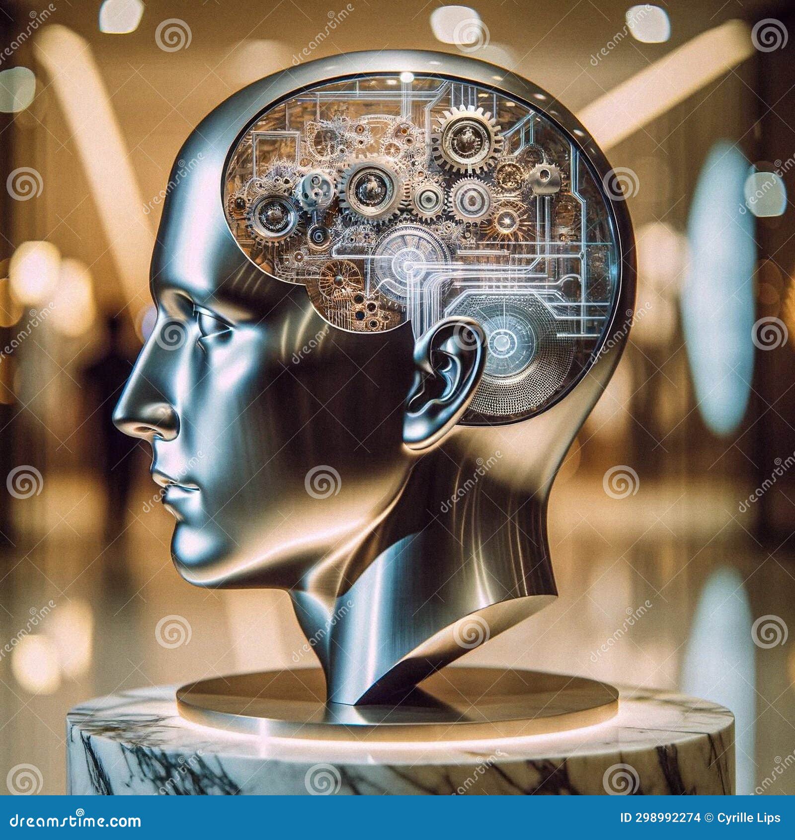 AI-Generated Ultra-Modern Android Head Sculpture Stock Illustration ...
