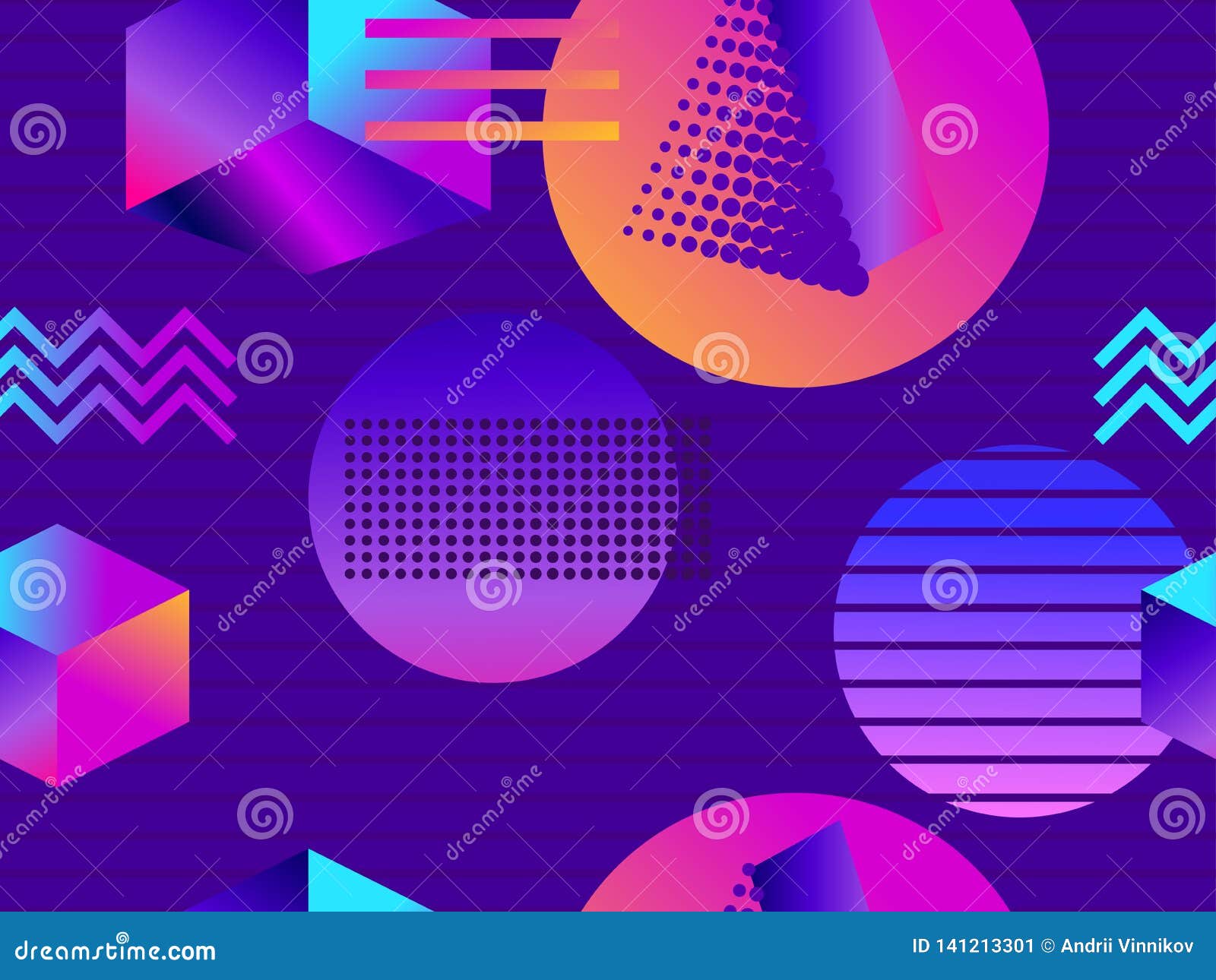 Futuristic Seamless Pattern with Geometric Shapes. Isometric 3d Objects ...