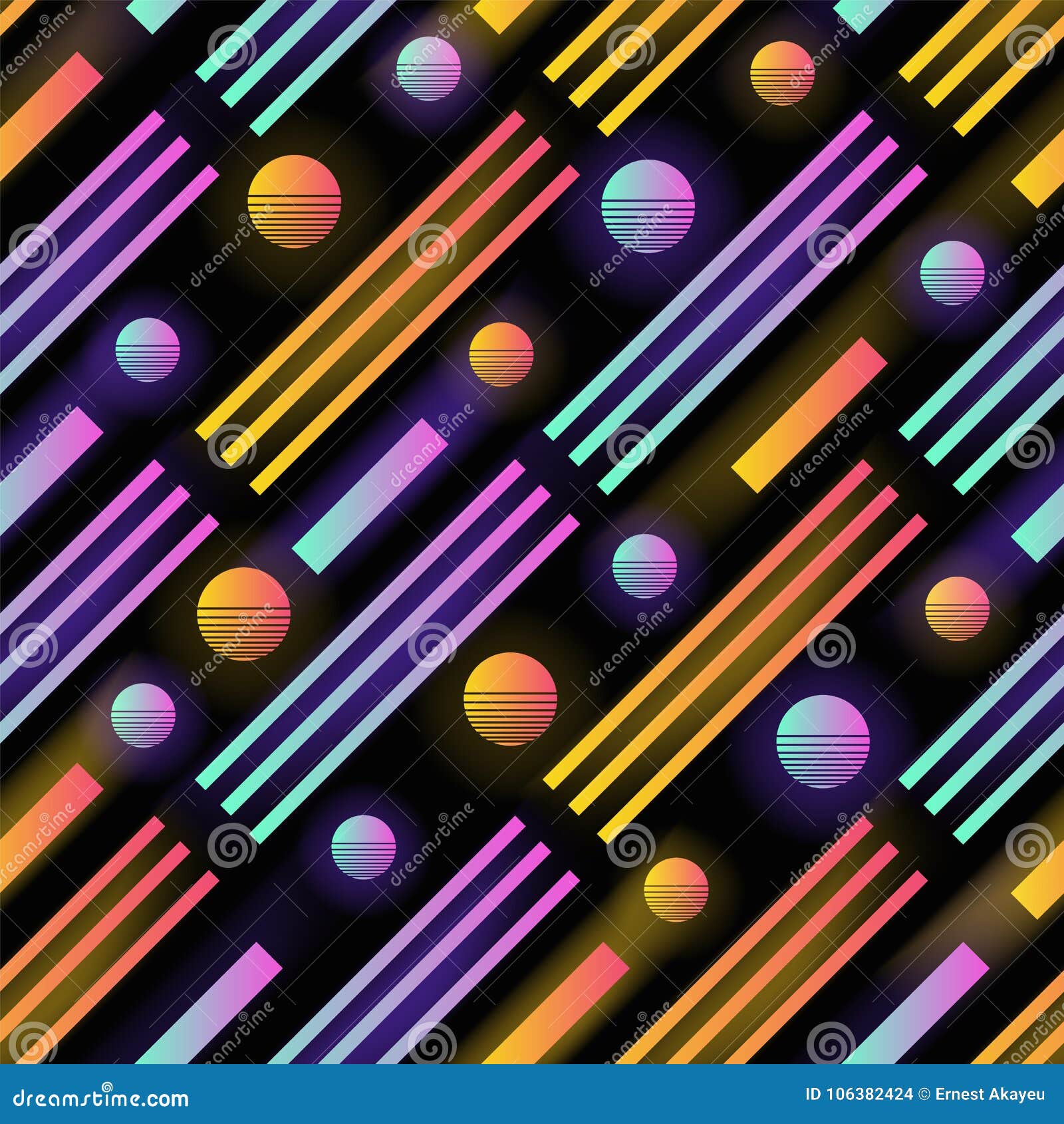 Futuristic Seamless Pattern with Glowing Gradient Colored Circles ...