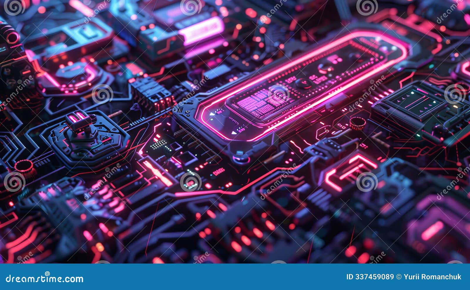 Futuristic Seamless Texture with Vibrant Cybernetic Design for Modeling ...