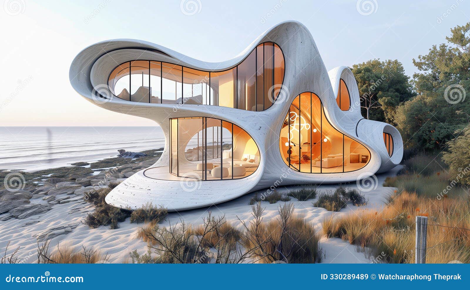 Futuristic Seaside Architecture Marvel Stock Illustration ...