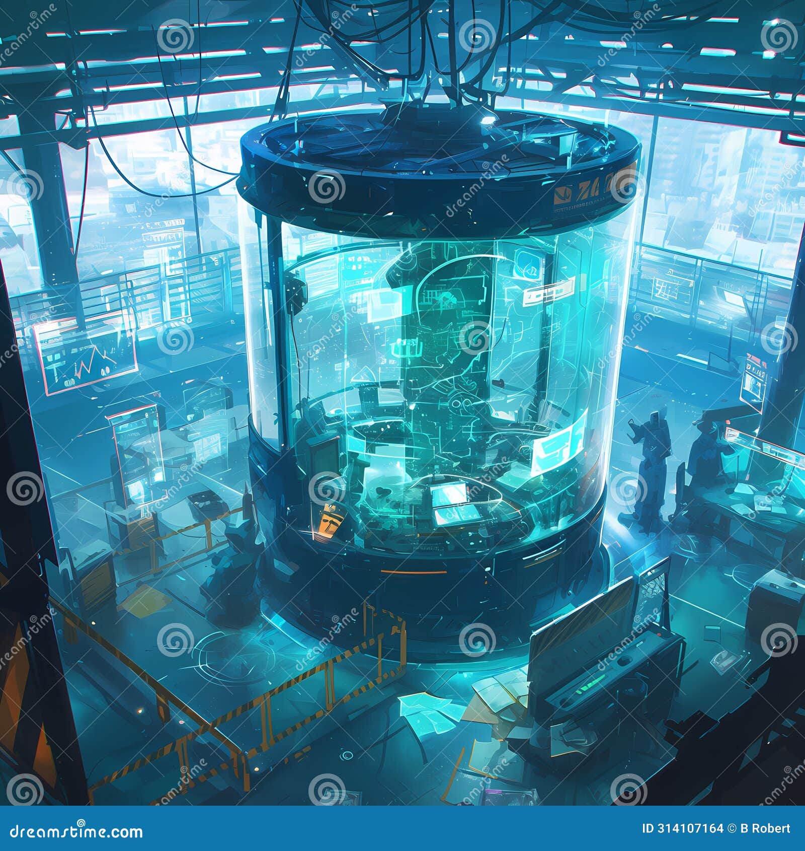 Futuristic Secure Communication Pod for High-Tech Security Stock ...