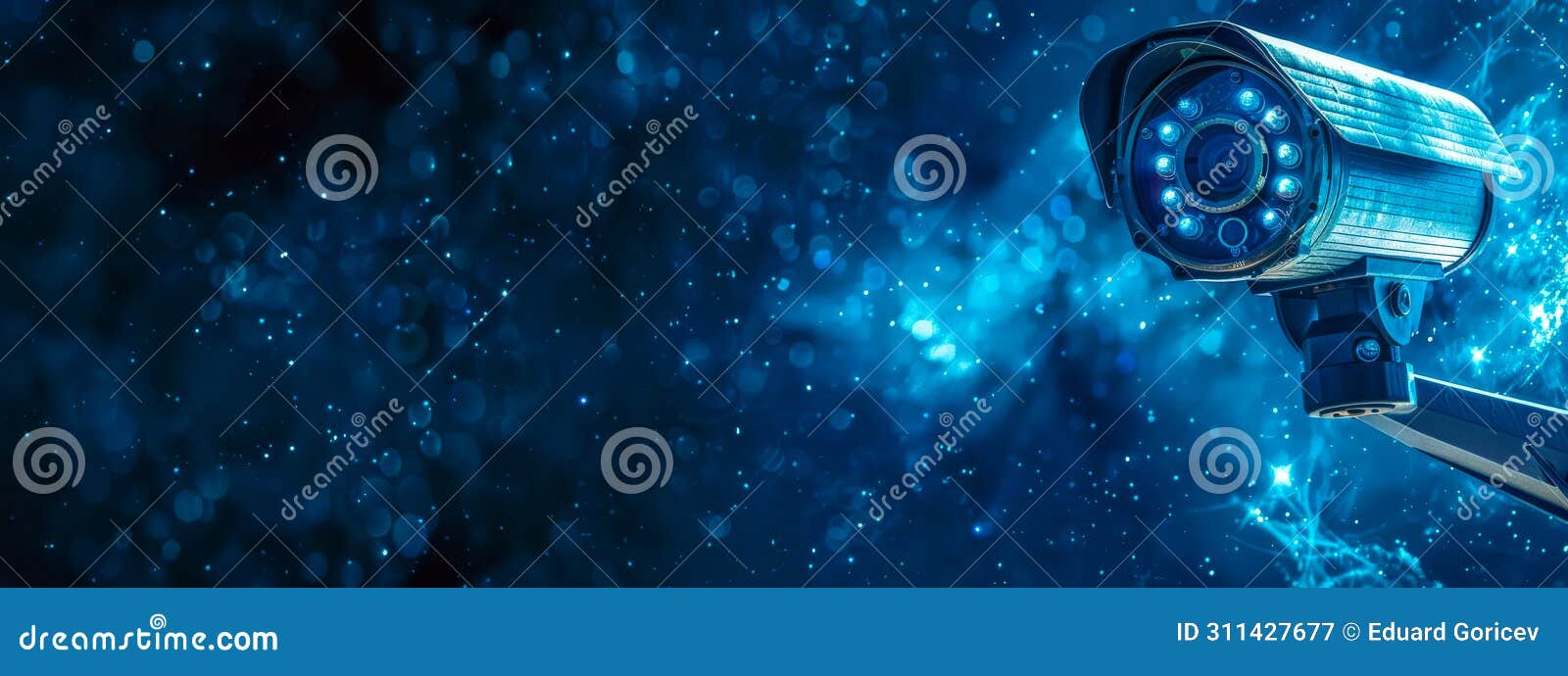 Futuristic Security Camera on a Digital Background Stock Image - Image ...