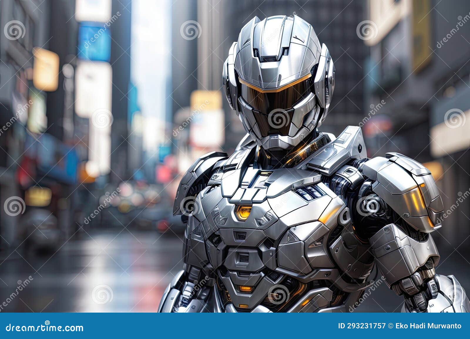 Futuristic Security Enforcer: Silver RoboCop at Your Service Stock ...