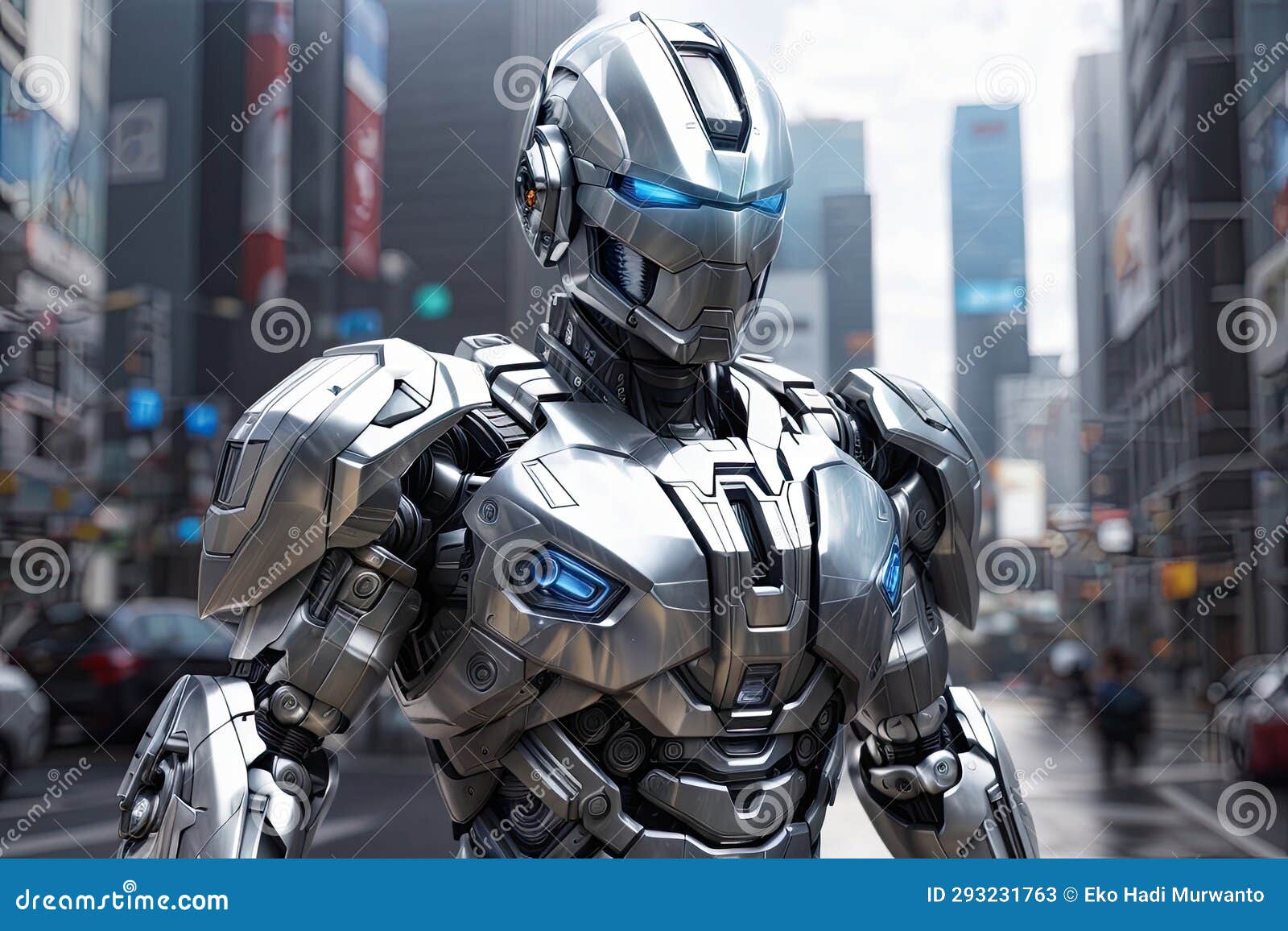 Futuristic Security Enforcer: Silver RoboCop at Your Service Stock ...