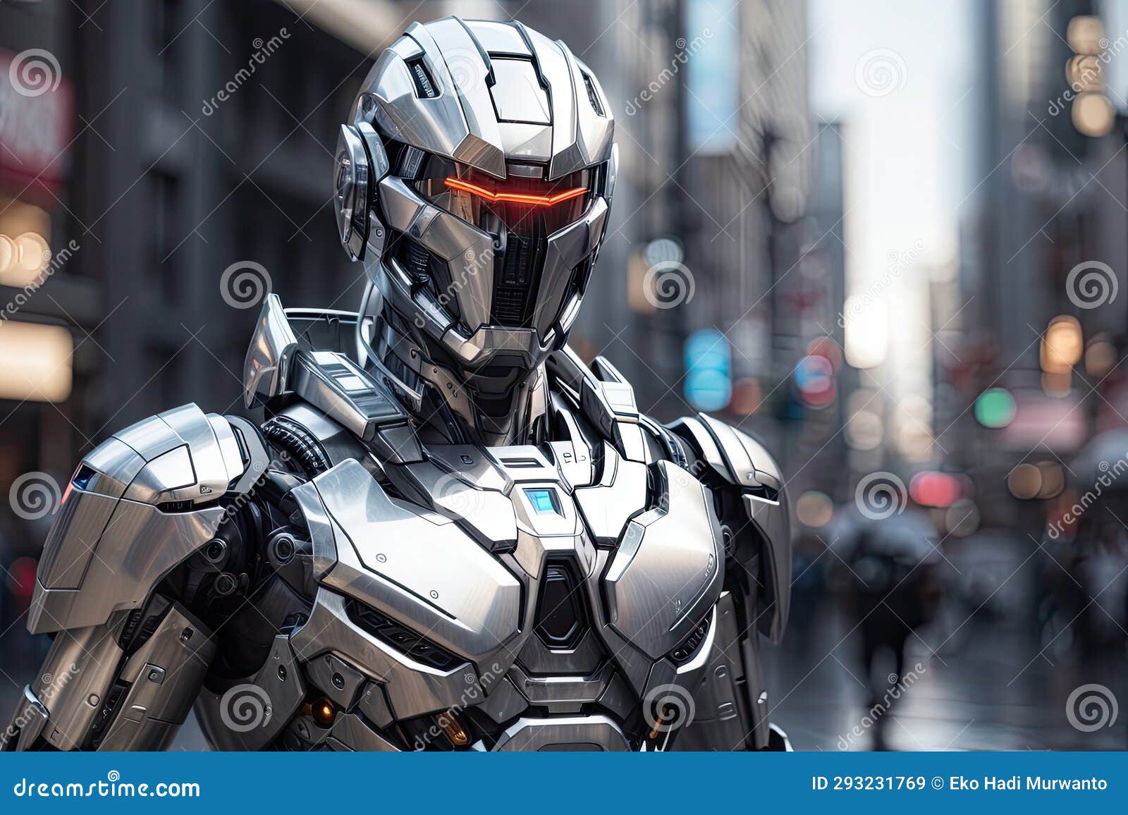 Futuristic Security Enforcer: Silver RoboCop at Your Service Stock ...