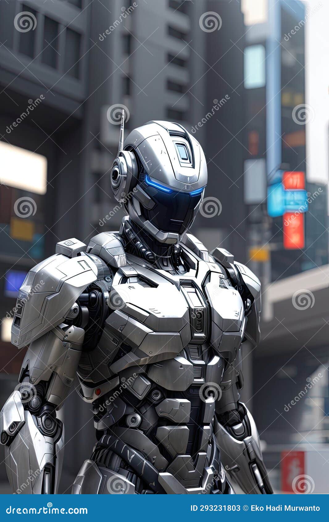 Futuristic Security Enforcer: Silver RoboCop at Your Service Stock ...