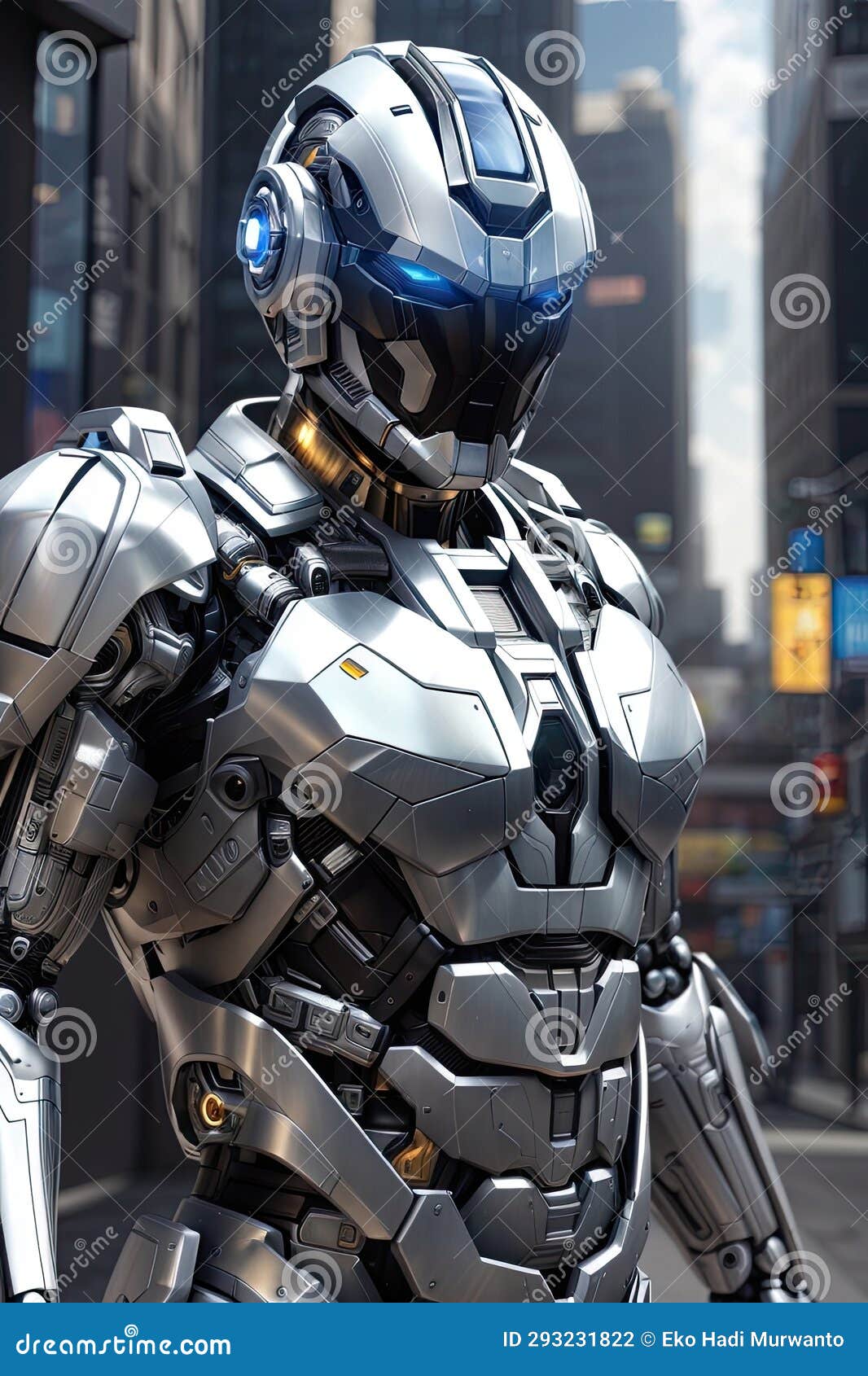 Futuristic Security Enforcer: Silver RoboCop at Your Service Stock ...