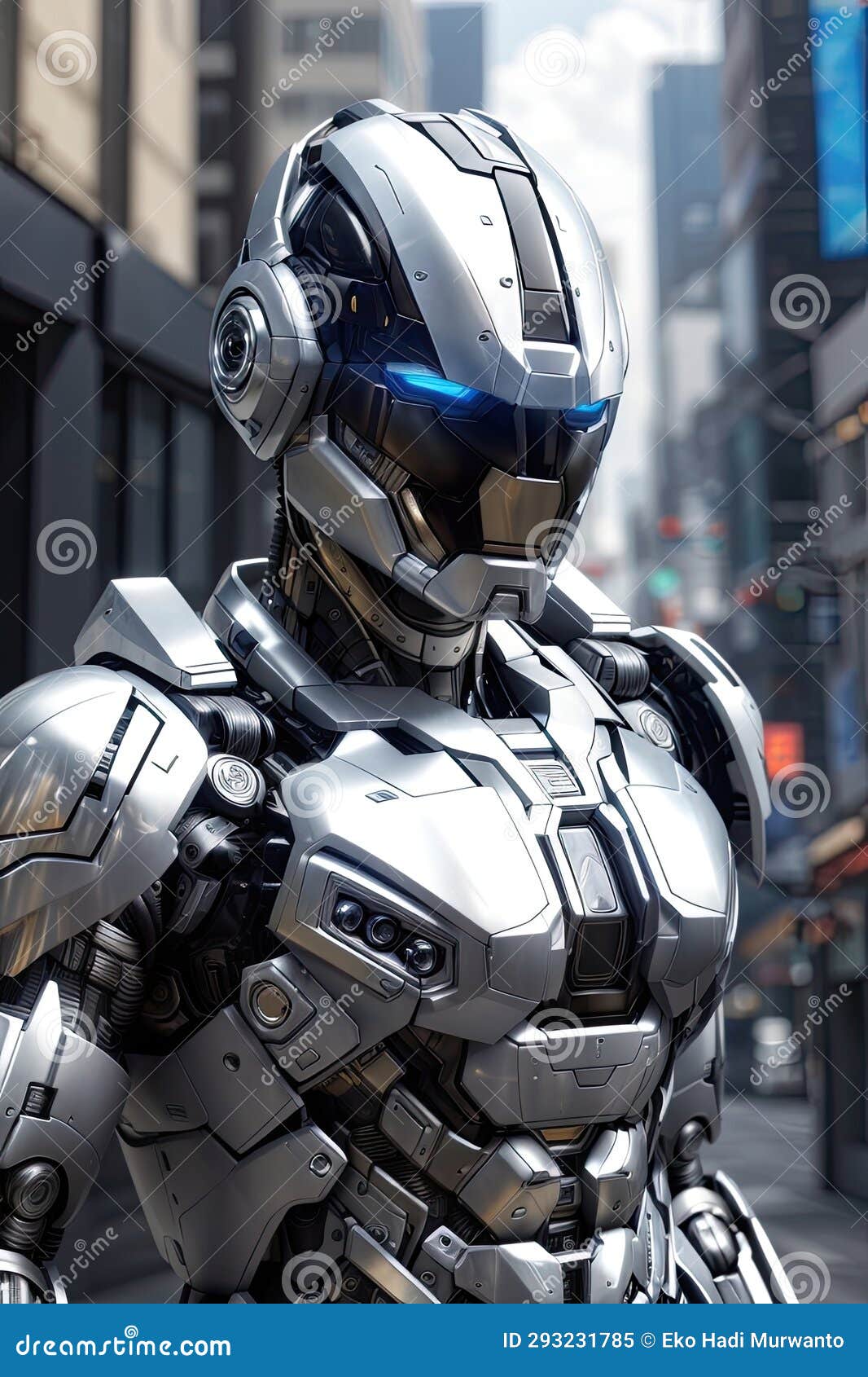 Futuristic Security Enforcer: Silver RoboCop at Your Service Stock ...