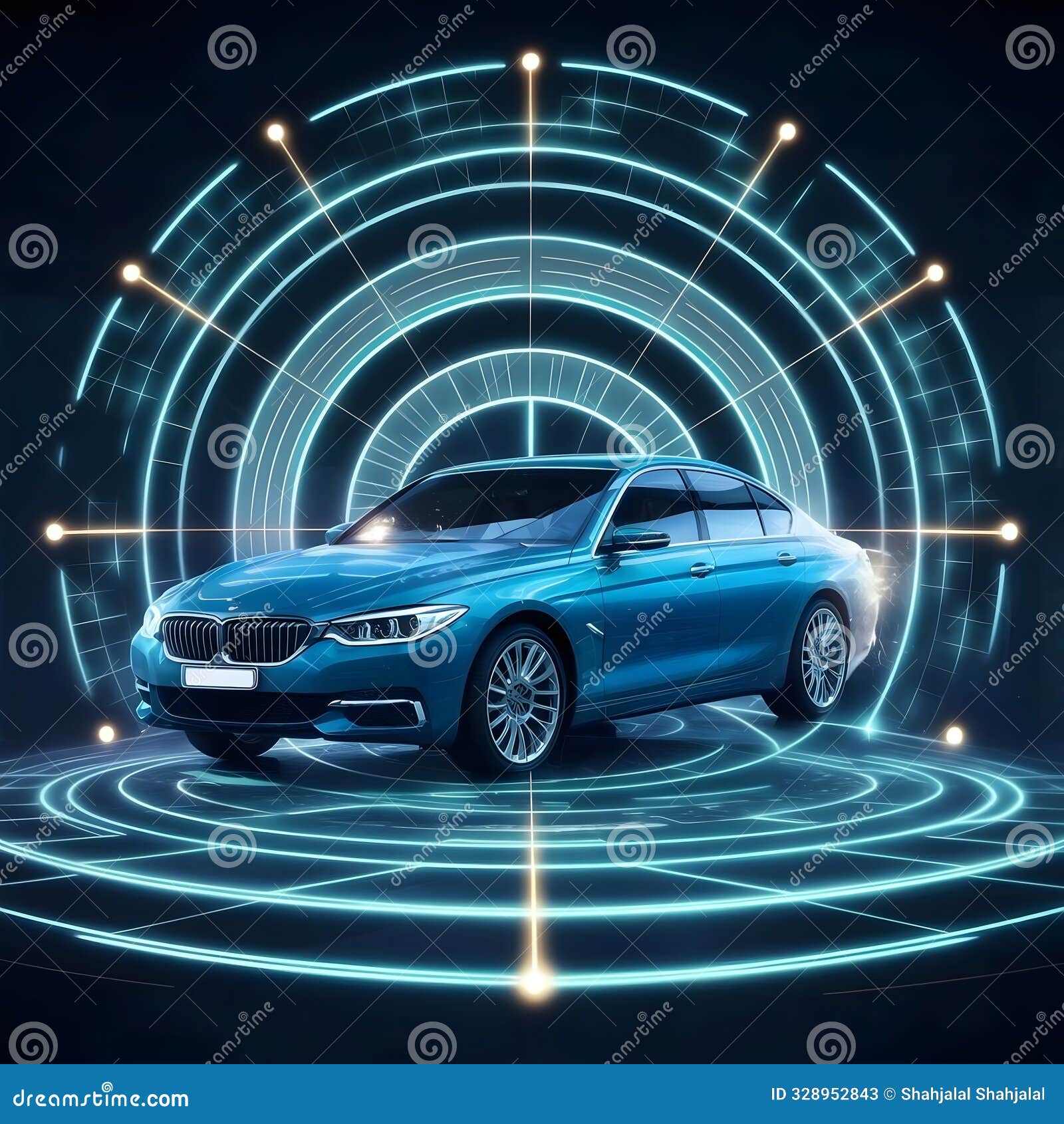 Futuristic Self-Driving Car Enveloped in Radar Waves: a Vision of ...