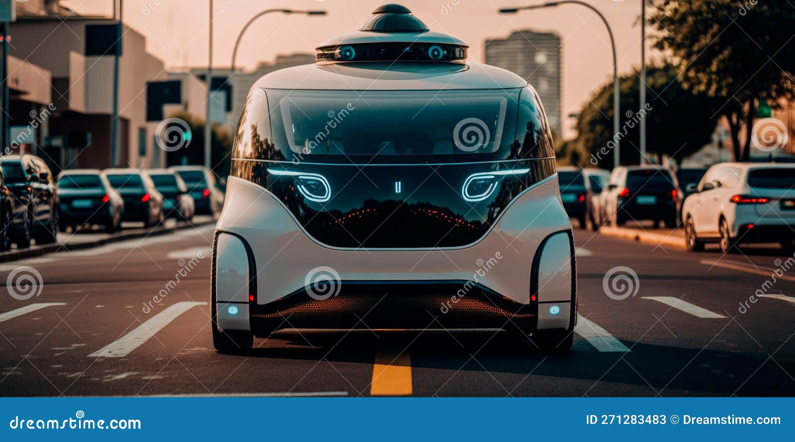 Futuristic Self-driving Car Navigating the Streets of a Smart City ...