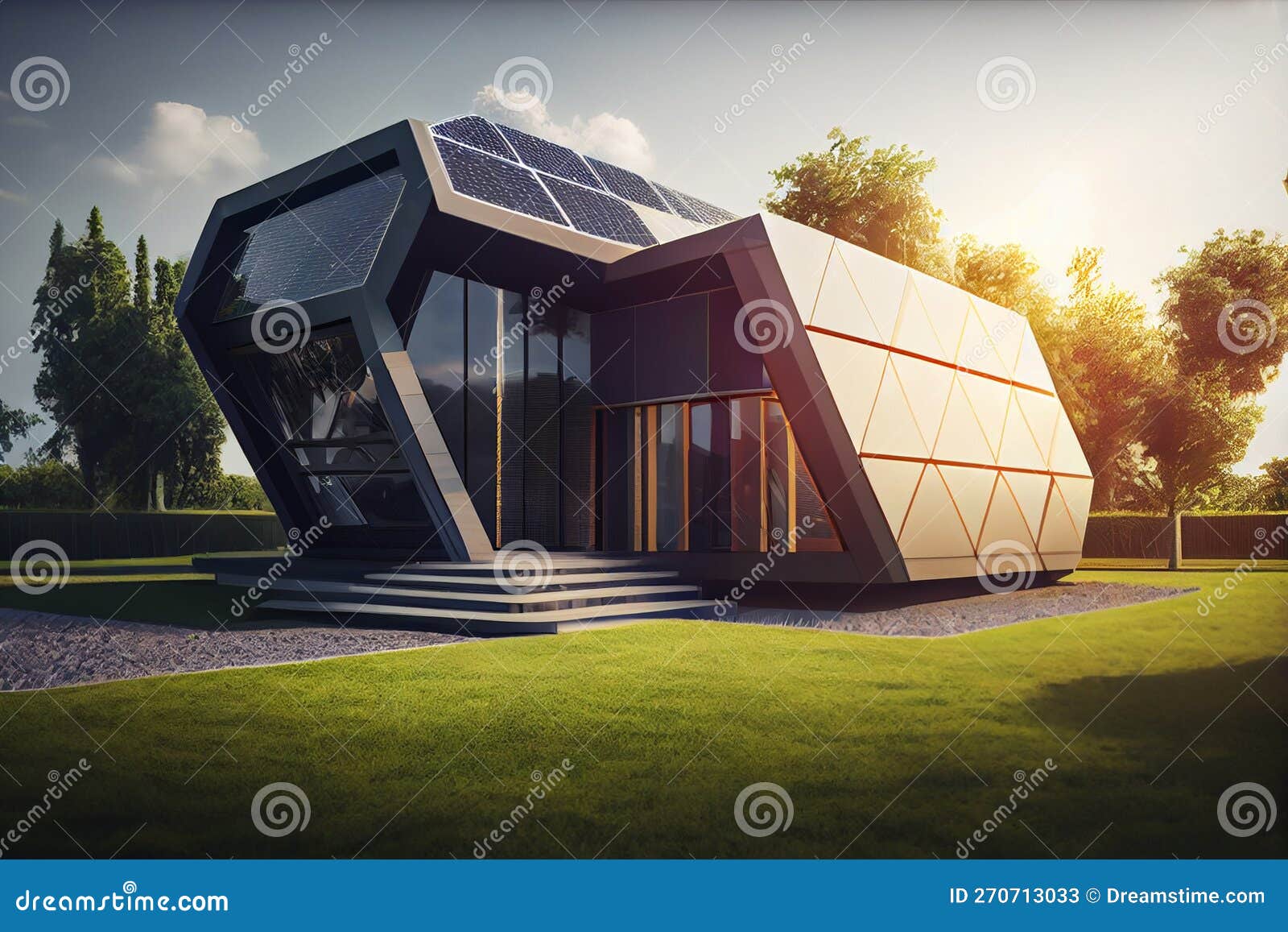 Futuristic Self-sufficient House with.generative Ai Stock Illustration ...