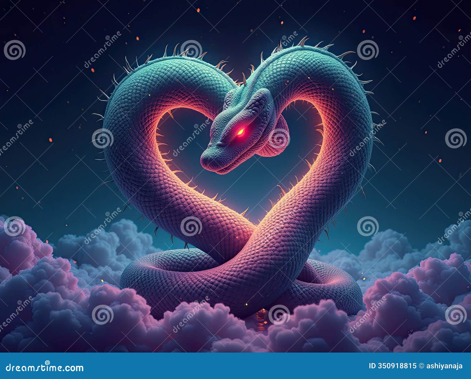 Futuristic Serpentine Form Coils into a Triangular Heart Shape Stock ...