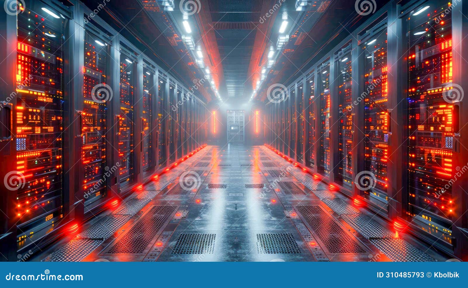 Futuristic Server Room with Bright Lights. Data Center Concept Stock ...
