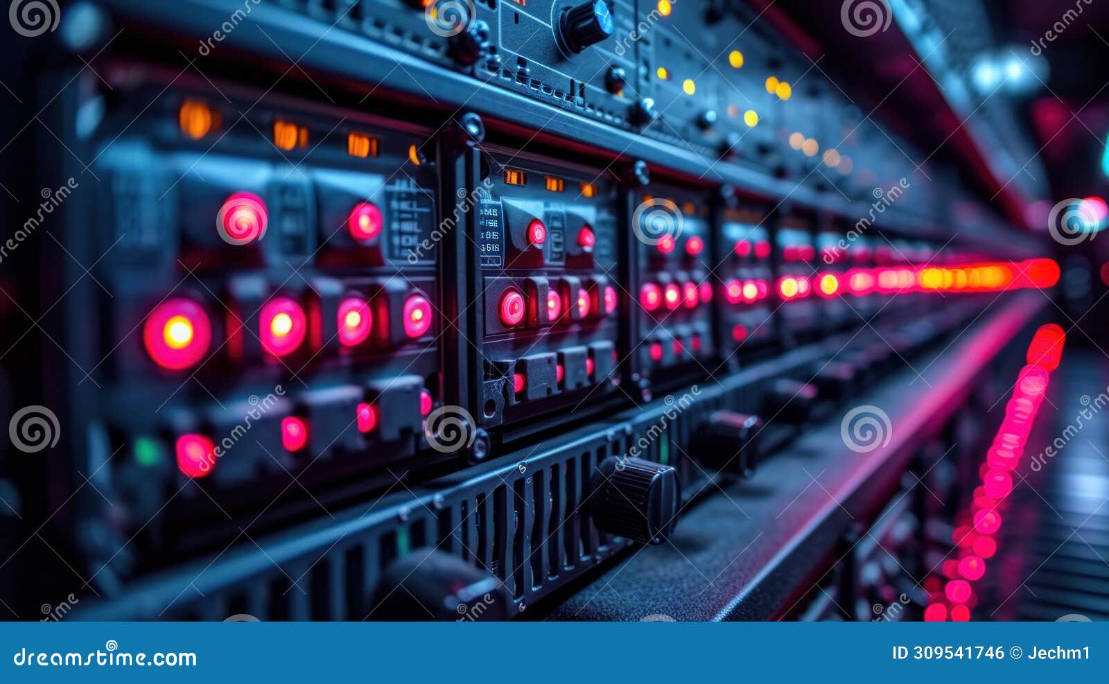 Futuristic Server Room Data Center Racks Close-up Stock Illustration ...