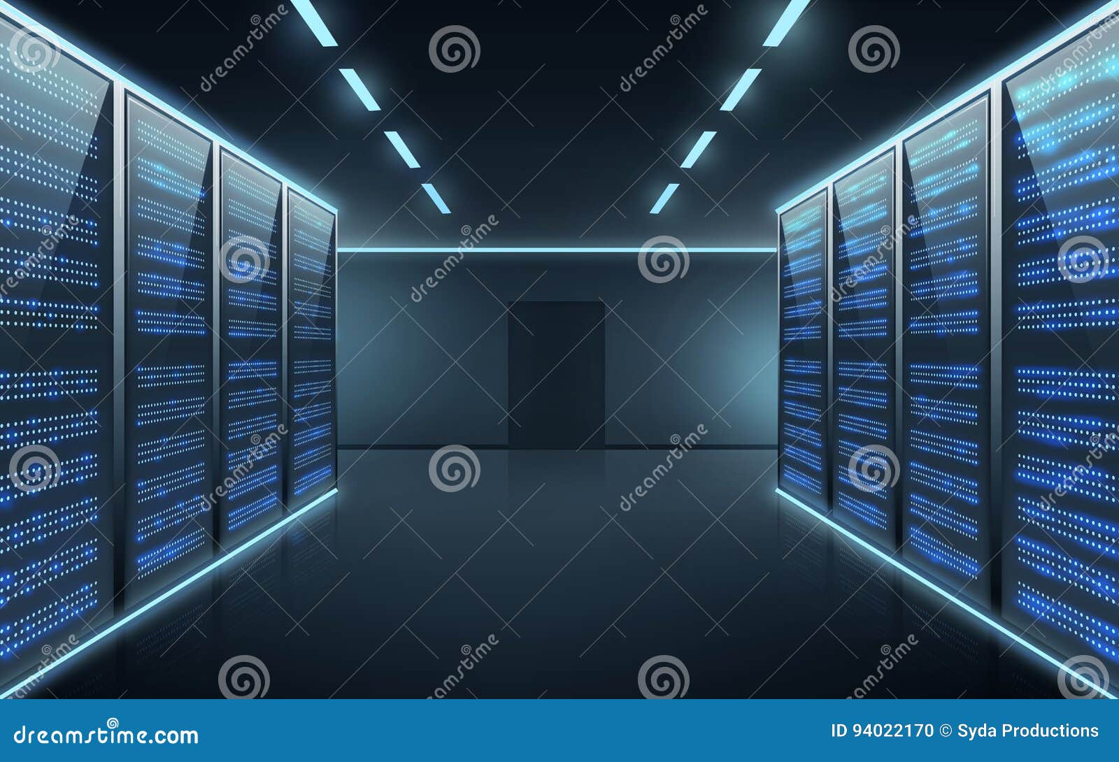 Futuristic server room stock illustration. Illustration of program ...