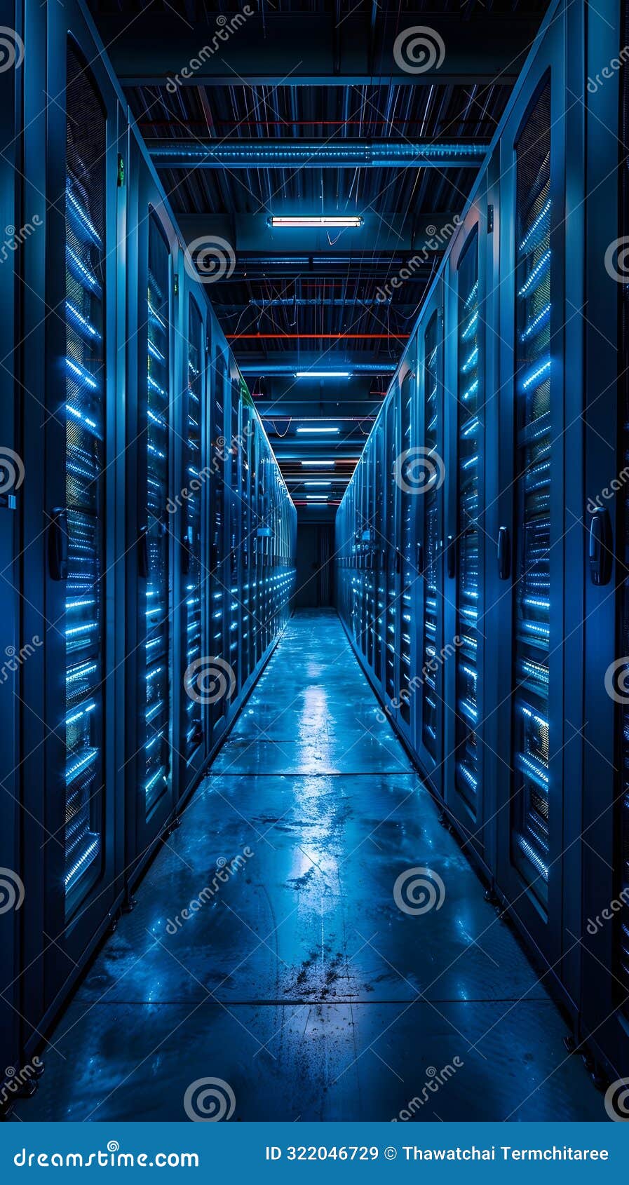 Futuristic Server Room with Illuminated Digital Storage Racks in Sleek ...