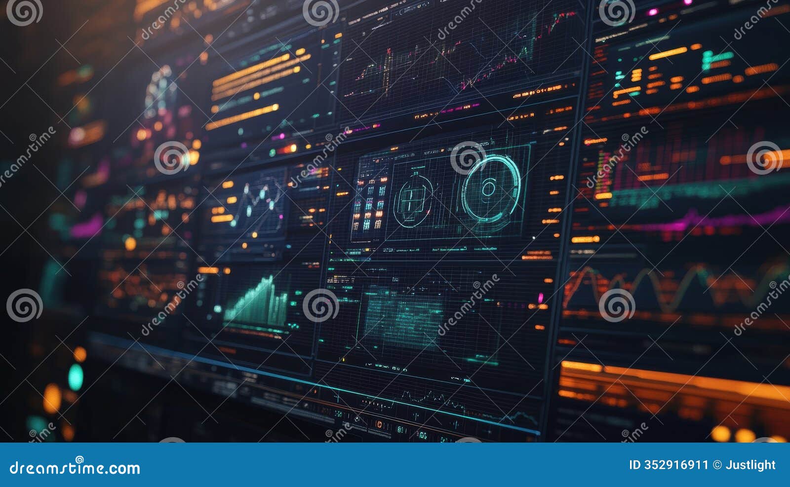 Futuristic Server Room Monitoring Showing Real Time Data Analysis and Processing Stock Image ...