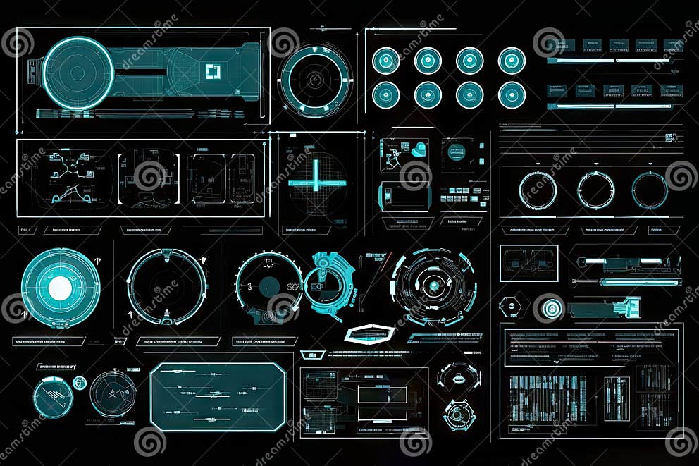 Futuristic Set Hud Elements Gui Hud User Interface Callouts Headers Frames Arrows Pointers ...