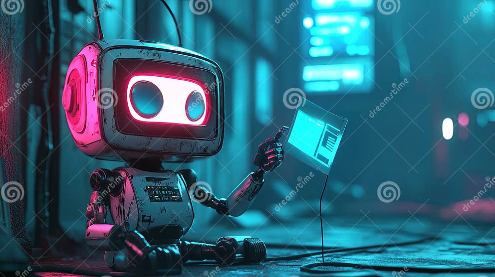 In a Futuristic Setting, a Small Robot Attempts To Communicate with a ...