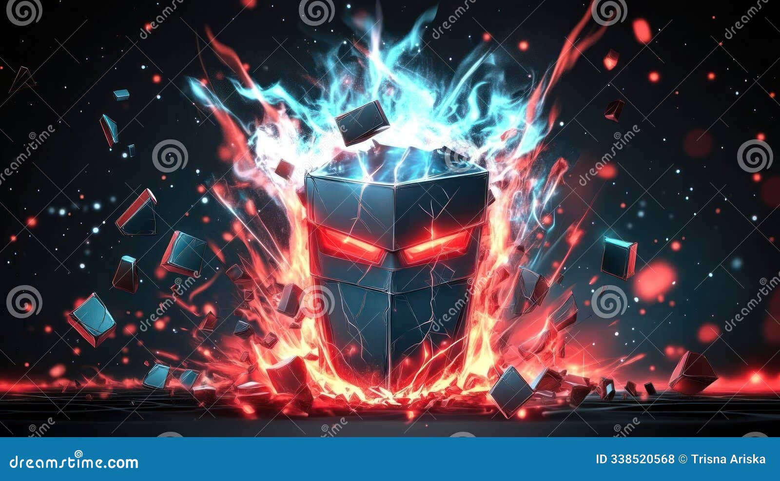 A Futuristic Shield With Glowing Elements Breaking Apart, Symbolizing ...