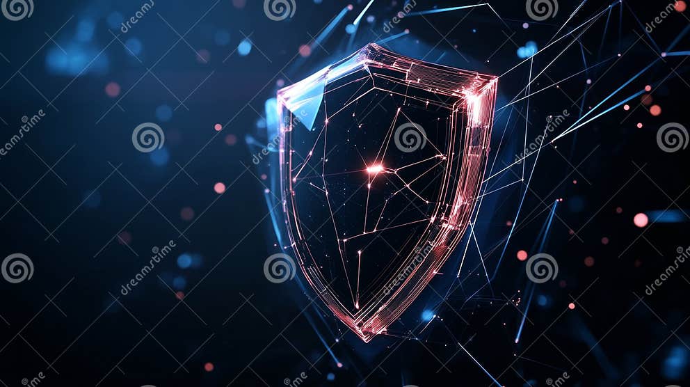 A Futuristic Shield Made of Glowing Geometric Shapes Symbolizing ...