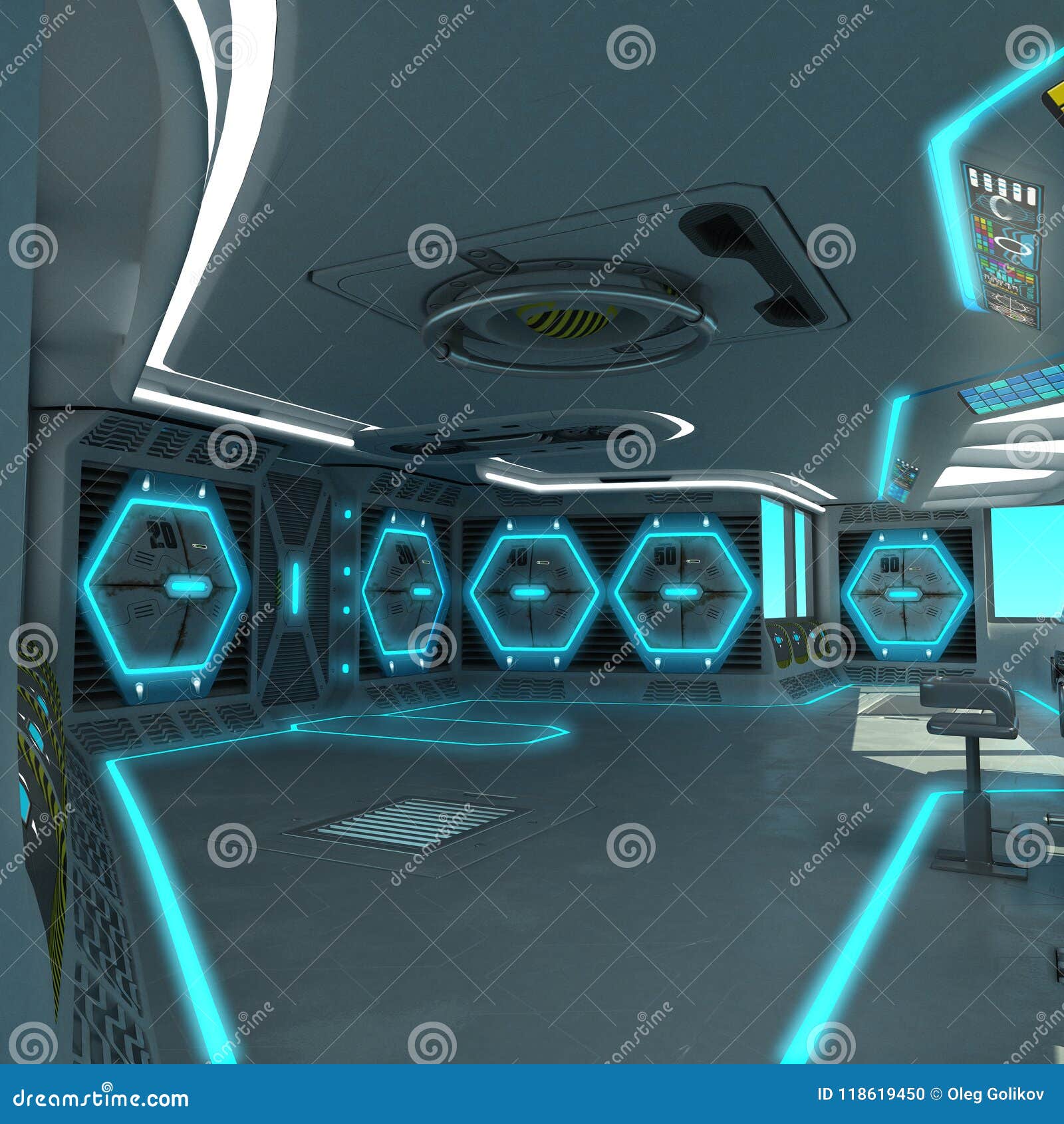 A Futuristic Ship-cutting Project. Command Bridge of a Spacecraft ...