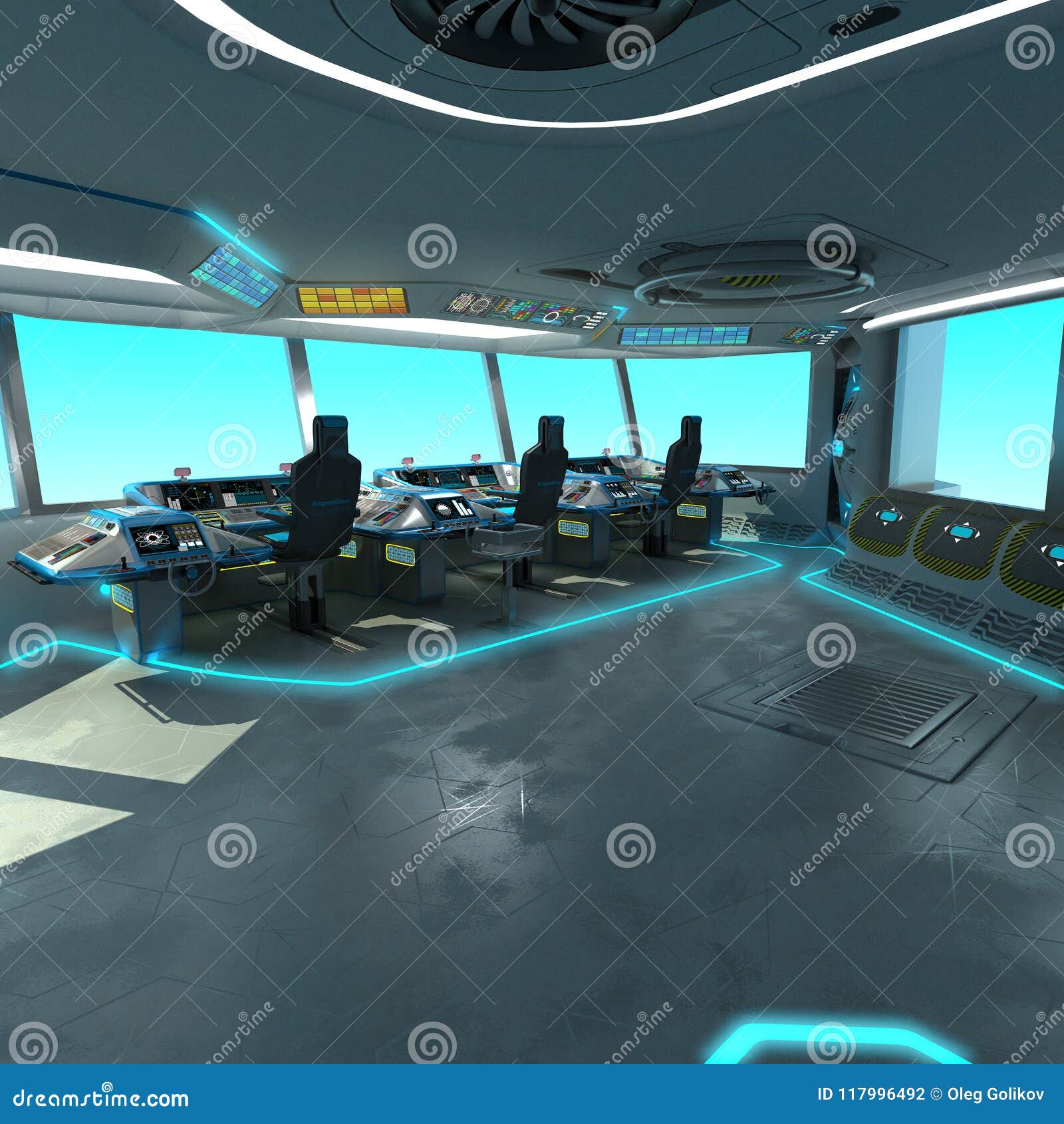 A Futuristic Ship-cutting Project. Command Bridge of a Spacecraft ...