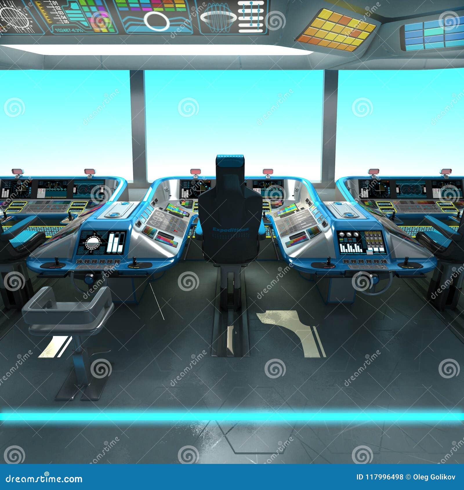 A Futuristic Ship-cutting Project. Command Bridge of a Spacecraft ...