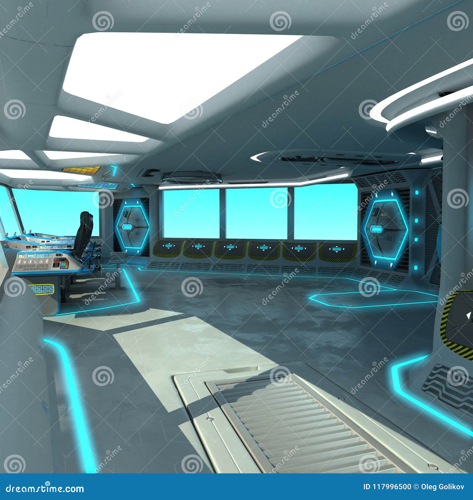 A Futuristic Ship-cutting Project. Command Bridge of a Spacecraft ...