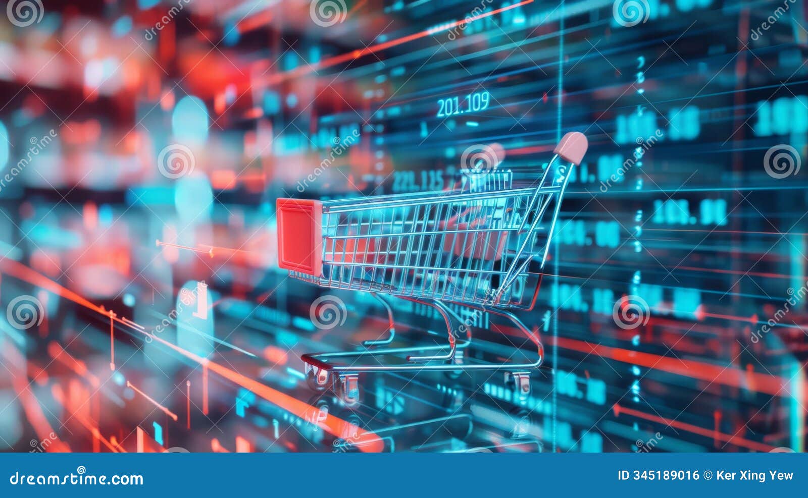 Futuristic Shopping Cart in Digital Retail Environment with Data and ...