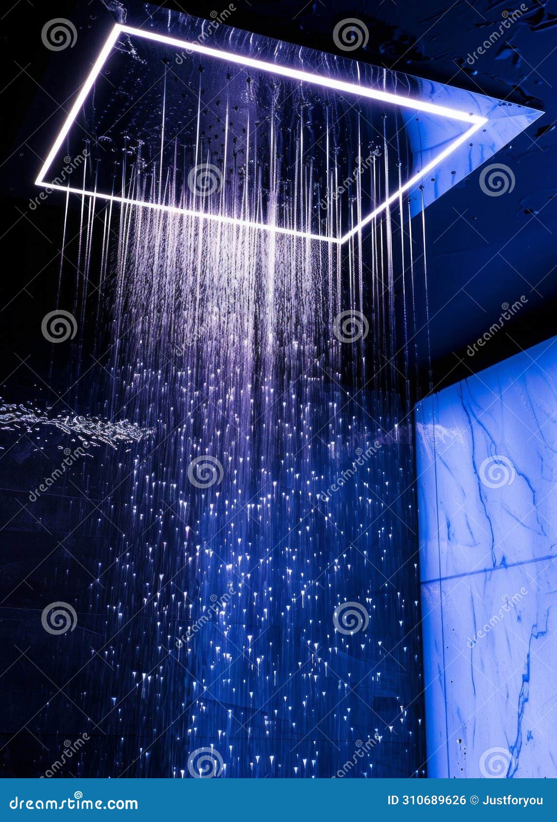 Futuristic Shower with LED Lighting and Water Flow. Generative Ai Stock ...