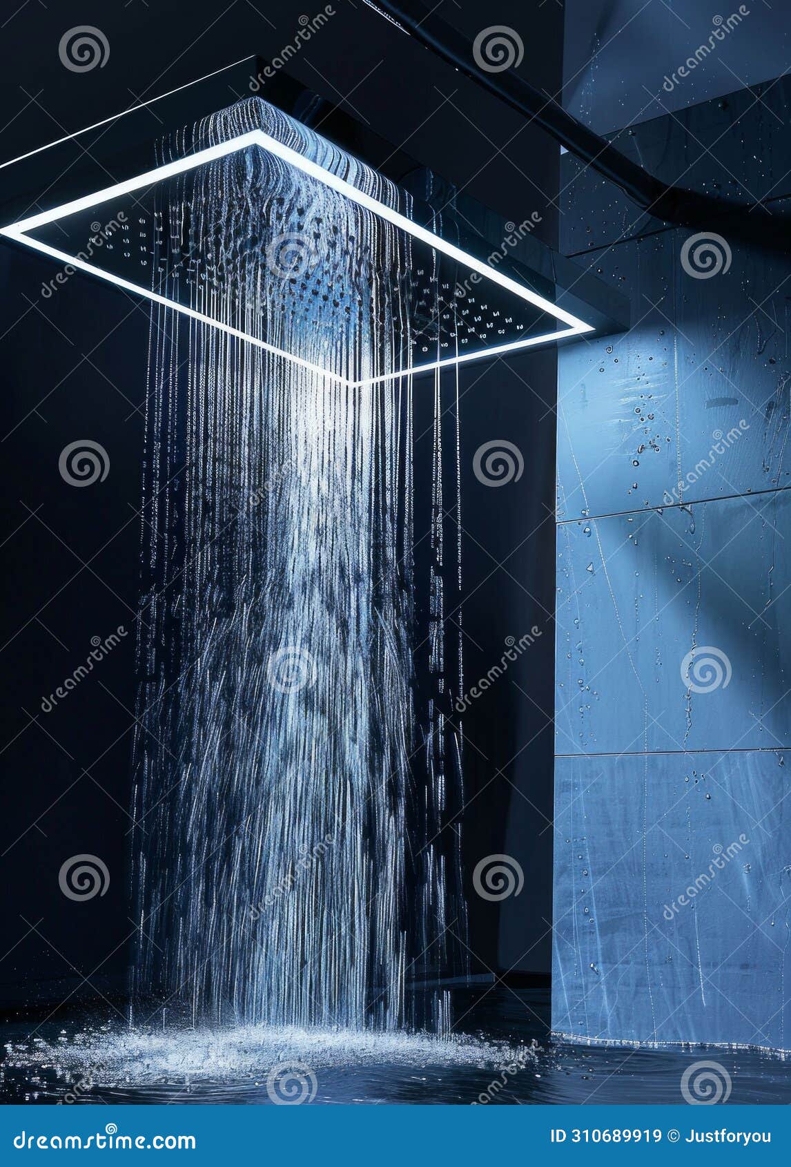 Futuristic Shower with LED Lighting and Water Flow. Generative Ai Stock ...