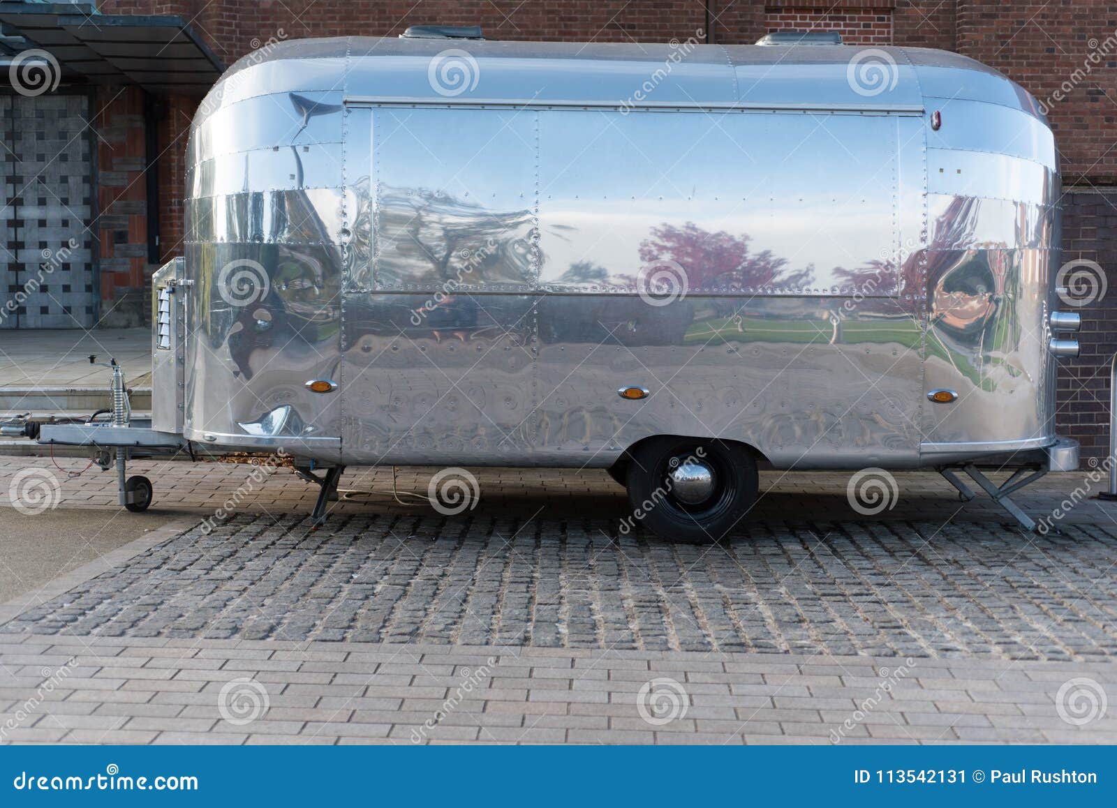 Stainless Steel Caravan with Reflection Stock Image - Image of diner ...