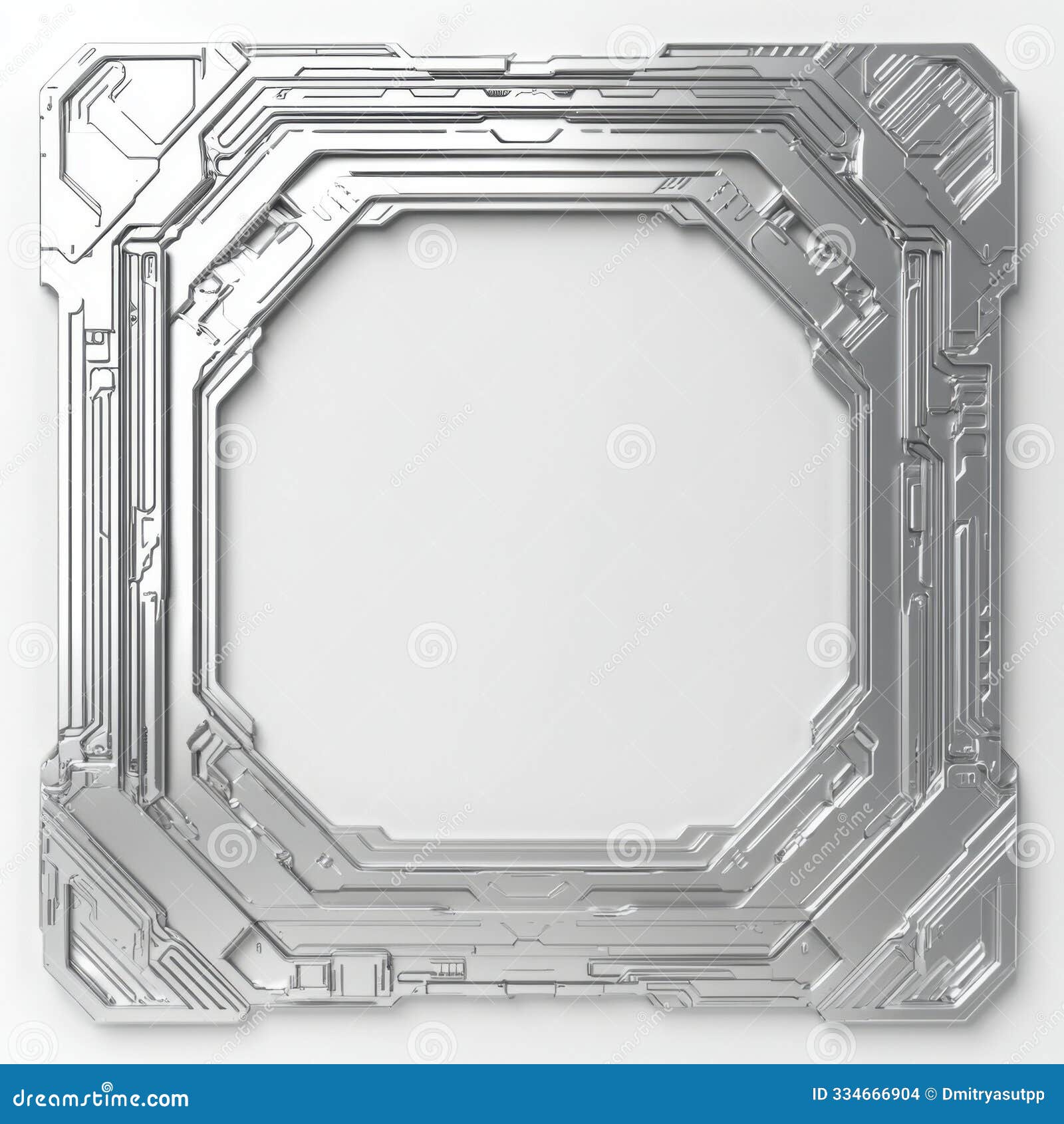 Futuristic Silver Metallic Frame with Intricate Geometric Patterns and ...