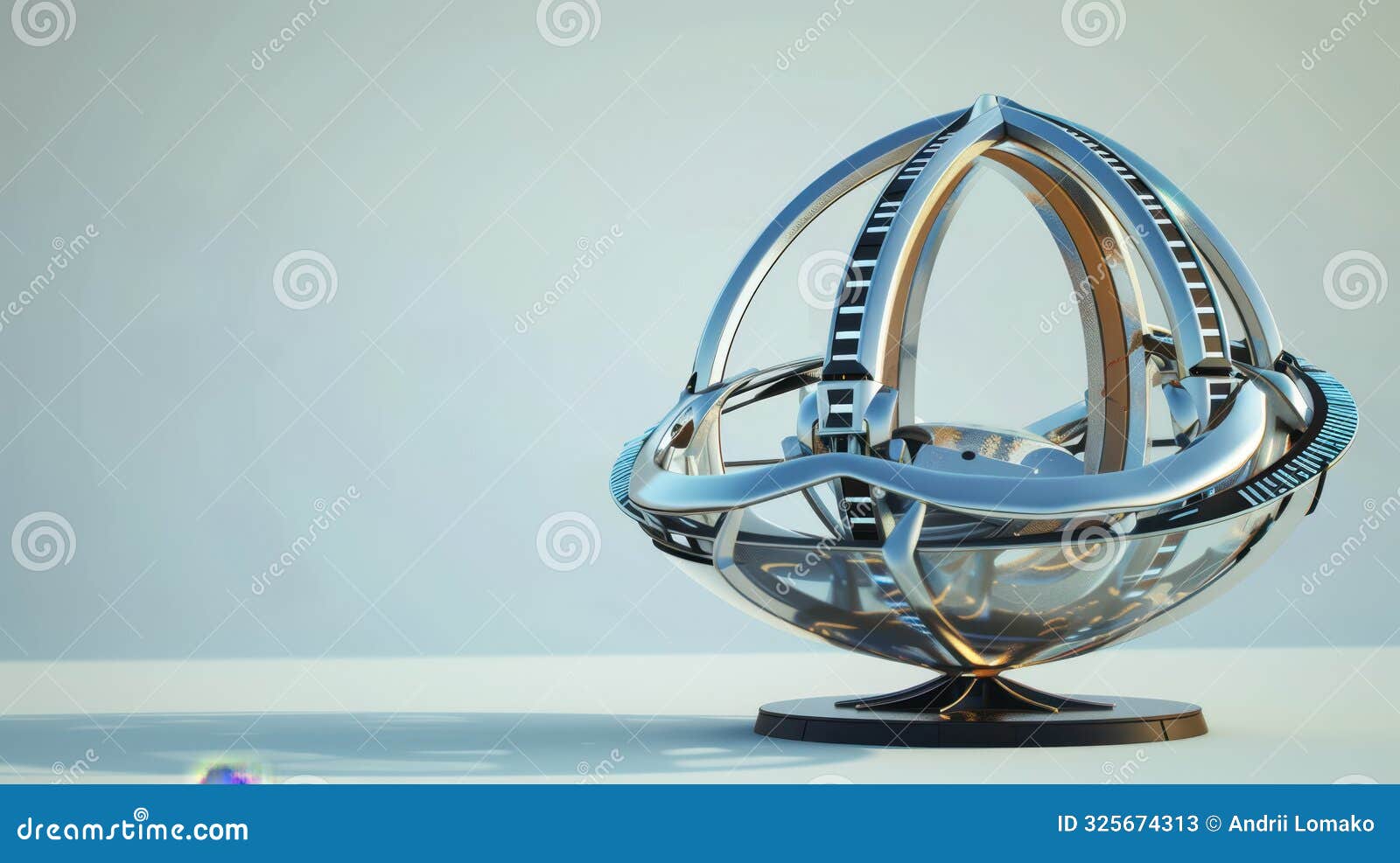 Futuristic Silver Sphere with Rotating Gears on a White Background ...
