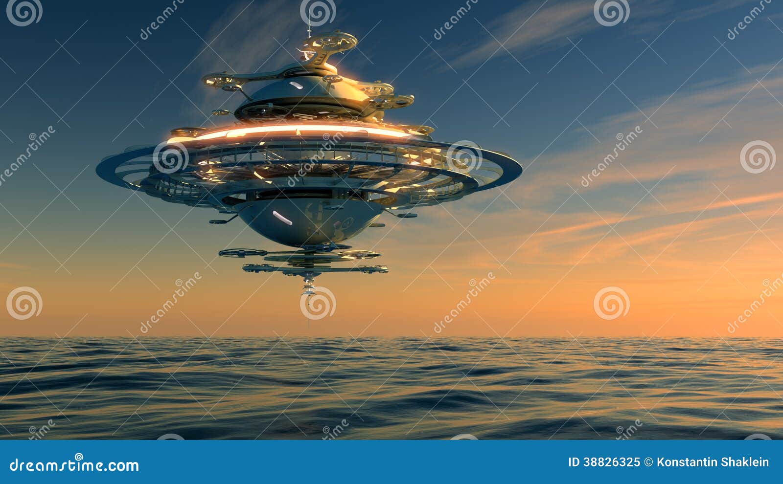 Futuristic Sky Station stock illustration. Illustration of universe ...