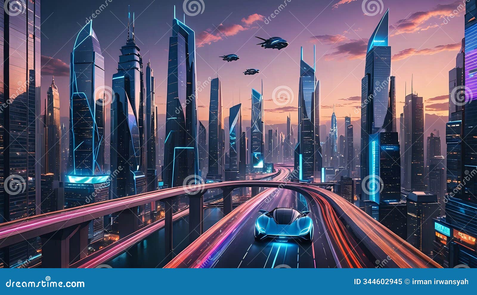 Futuristic Skyline: a Glimpse into Tomorrow Stock Illustration ...