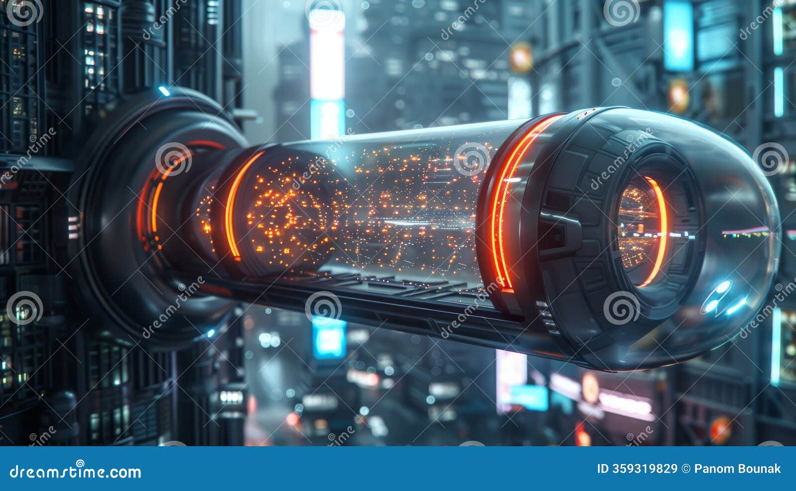 A Futuristic Sleek Air Filter with Glowing LEDs Purifying Polluted Air ...