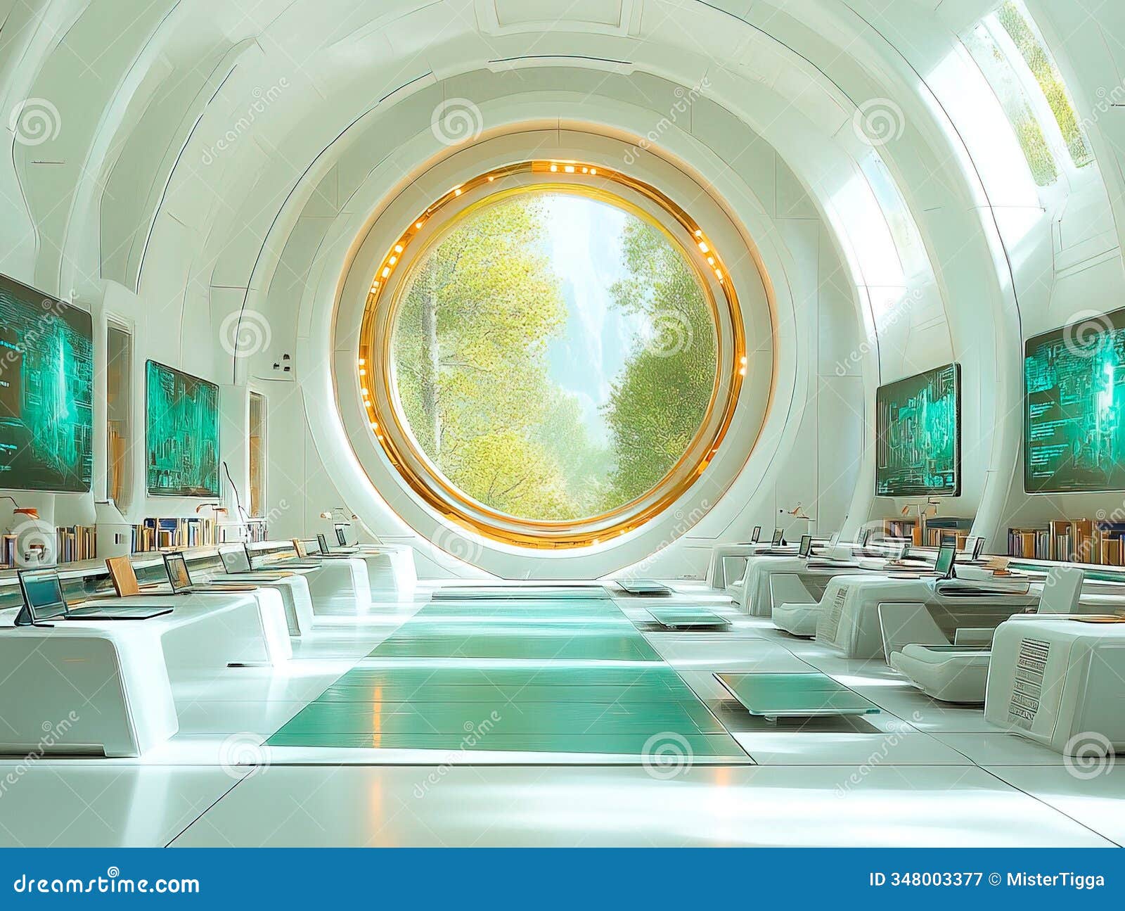 A Futuristic, Sleek Control Room or Command Center with a Circular ...