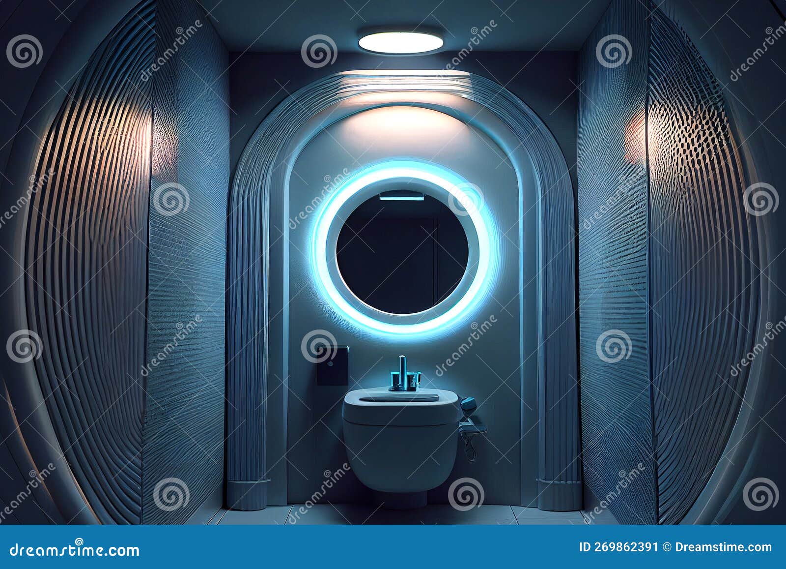 A Futuristic and Sleek Illustration of a Toilet Interior, Featuring ...