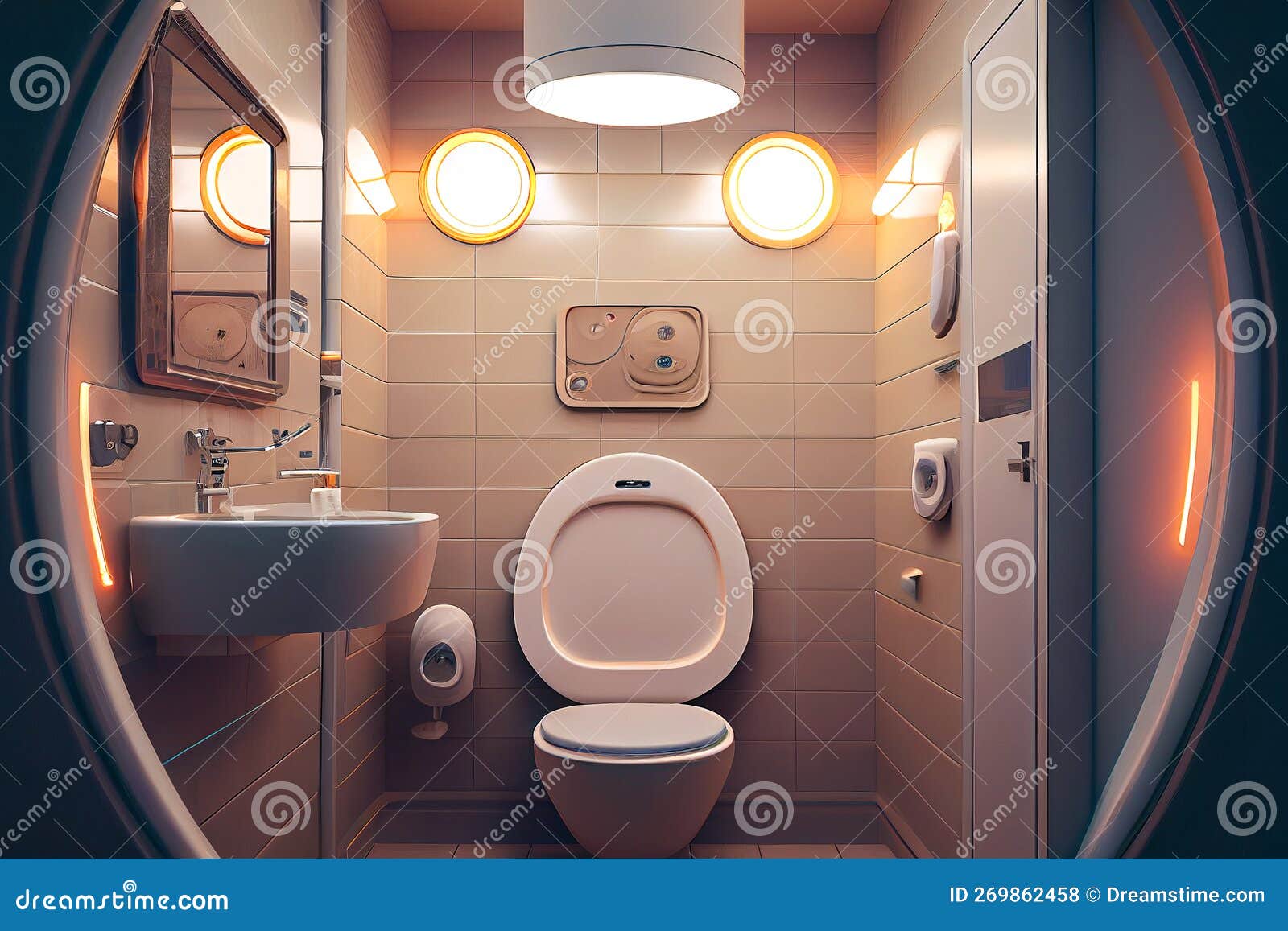 A Futuristic and Sleek Illustration of a Toilet Interior, Featuring ...