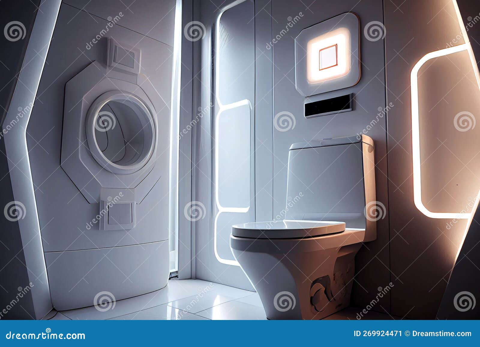 A Futuristic and Sleek Illustration of a Toilet Interior, Featuring ...