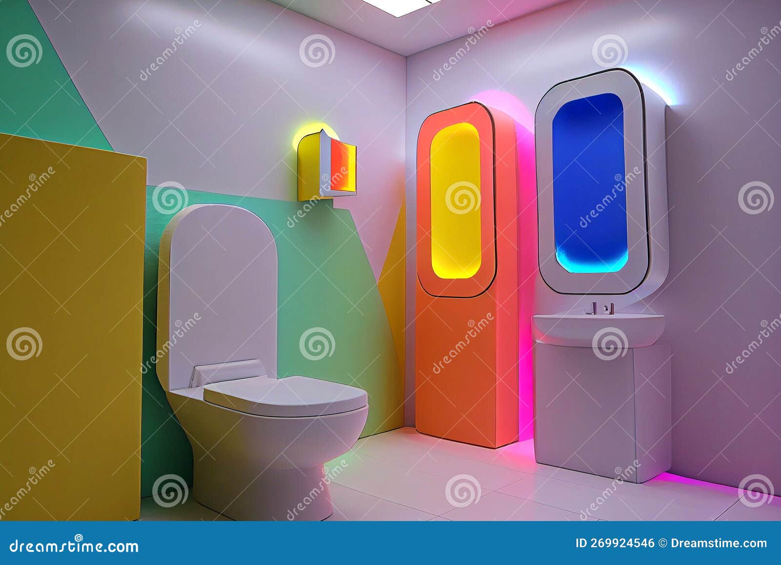 A Futuristic and Sleek Illustration of a Toilet Interior, Featuring ...