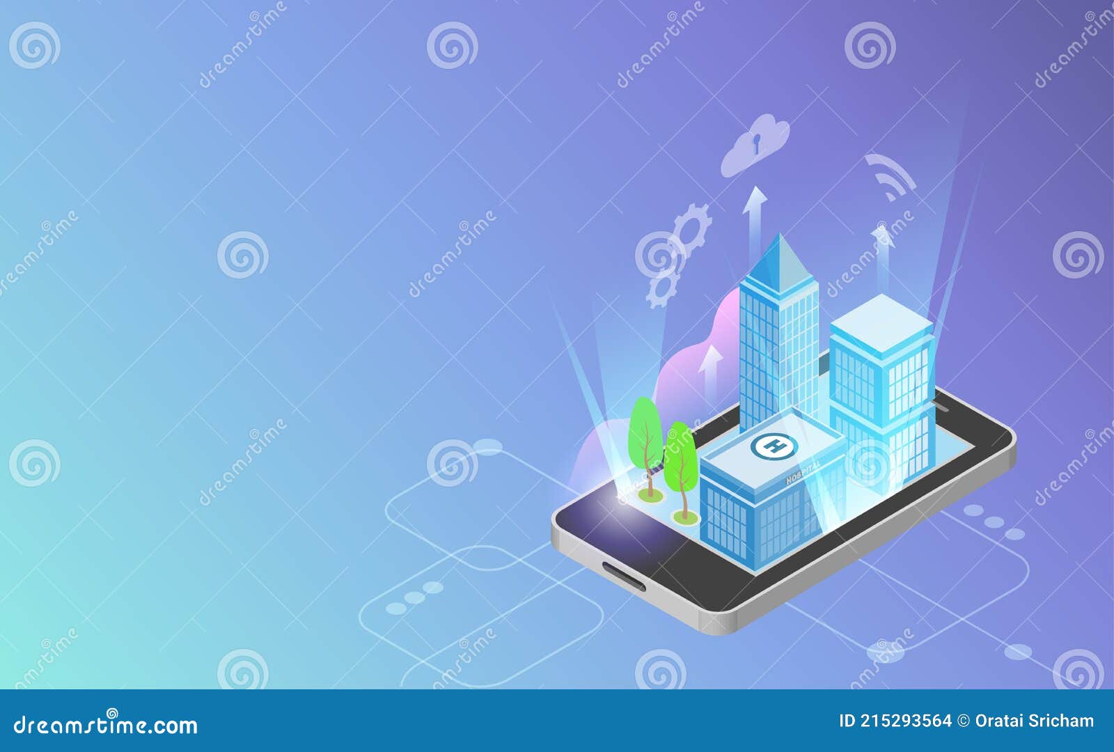 Futuristic Smart City Buildings on Virtual Digital Phone Screen ...